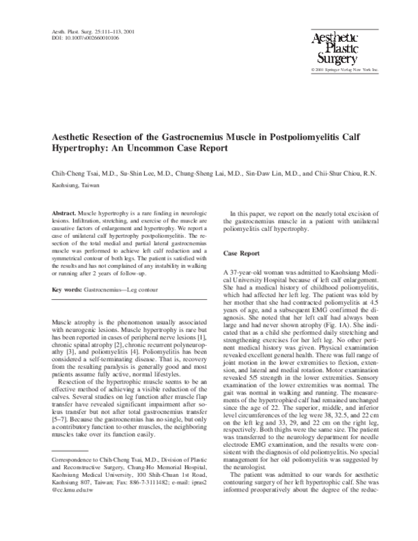 (PDF) Aesthetic Resection of the Gastrocnemius Muscle in ...