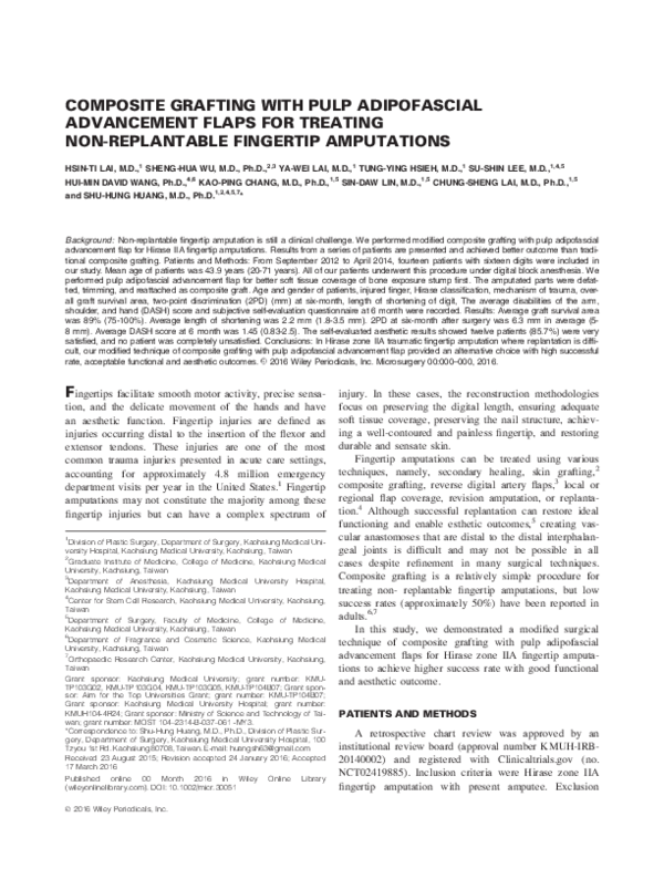 (PDF) Composite grafting with pulp adipofascial advancement flaps for ...