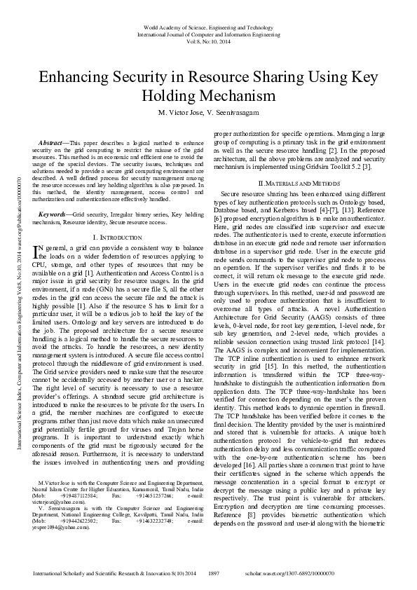(PDF) Enhancing Security In Resource Sharing Using Key Holding Mechanism