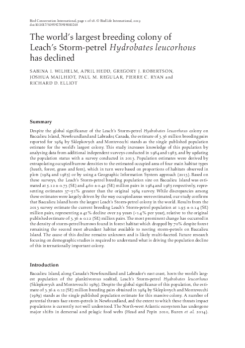 (PDF) The world’s largest breeding colony of Leach’s Storm-petrel ...