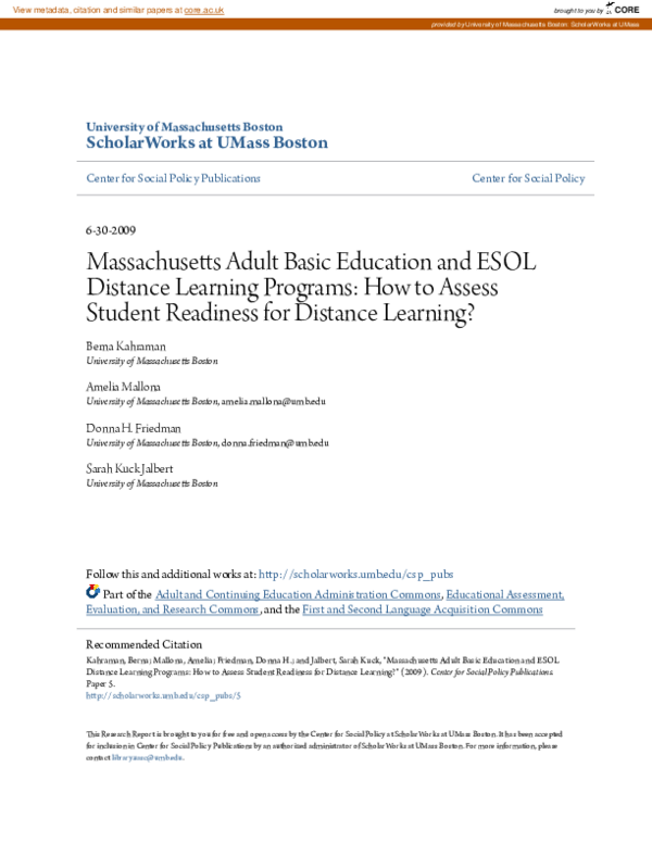 (PDF) Massachusetts Adult Basic Education and ESOL Distance Learning ...