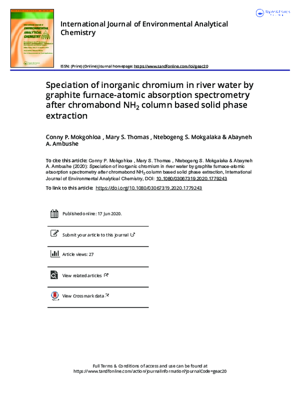(PDF) Speciation of inorganic chromium in river water by graphite furnace-atomic absorption ...