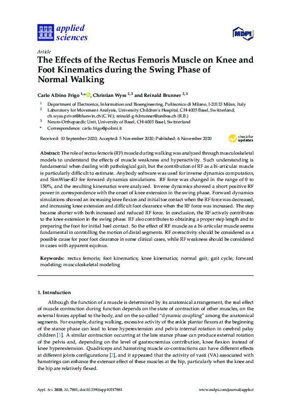 (PDF) The Effects of the Rectus Femoris Muscle on Knee and Foot ...