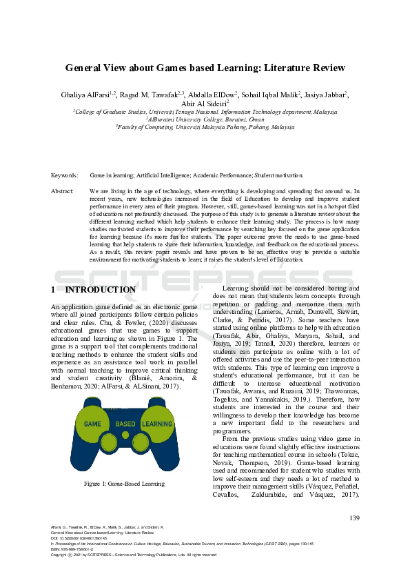 (PDF) General View about Games based Learning: Literature Review