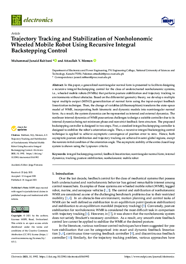 (PDF) Trajectory Tracking and Stabilization of Nonholonomic Wheeled ...