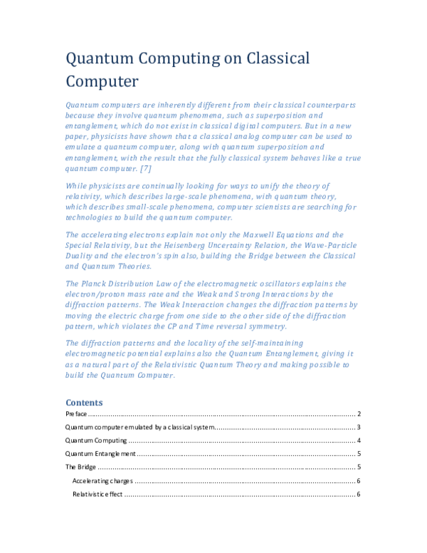 (PDF) Quantum Computing on Classical Computer