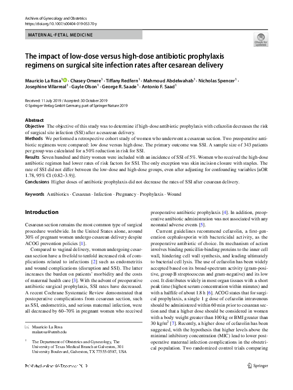 (PDF) The impact of low-dose versus high-dose antibiotic prophylaxis ...