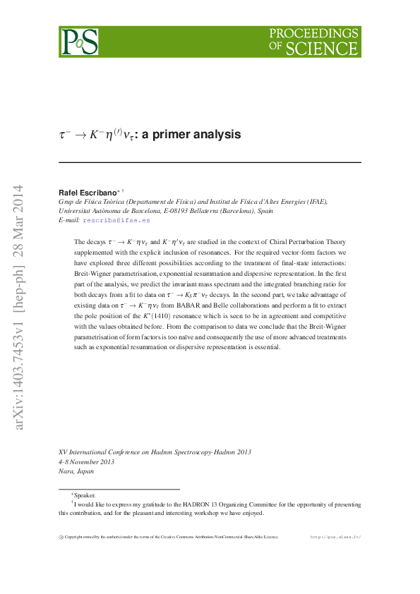 τ− → K−η (′)ντ: a primer analysis