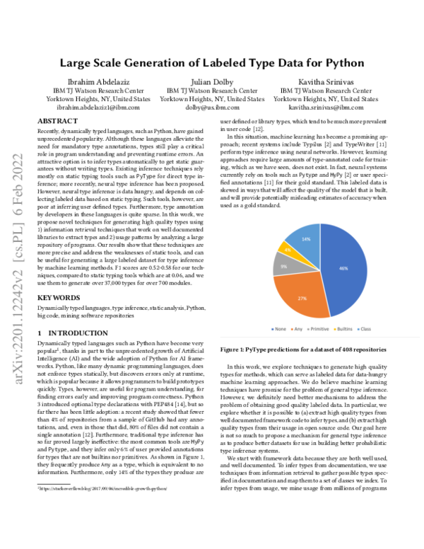(PDF) Large Scale Generation of Labeled Type Data for Python