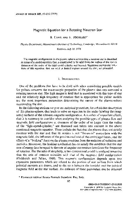 Pdf Magnetic Equation For A Rotating Neutron Star