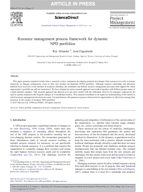 (PDF) Framework for Resource Management in NPD