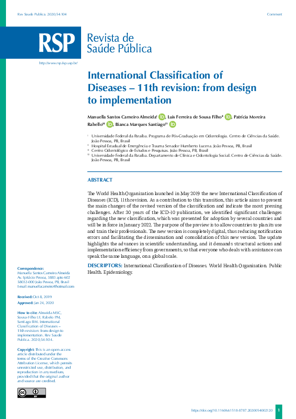 (PDF) The International Classification of Diseases, 11th Revision
