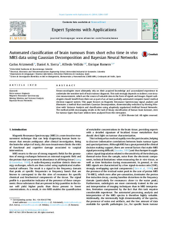 (PDF) Automated classification of brain tumours from short echo time in vivo MRS data using ...