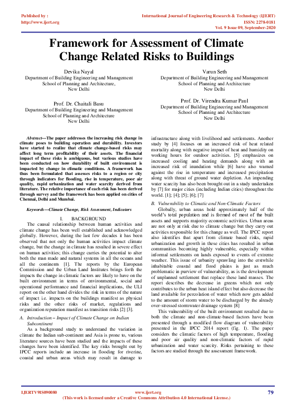 (PDF) Framework for Assessment of Climate Change related Risks to Buildings