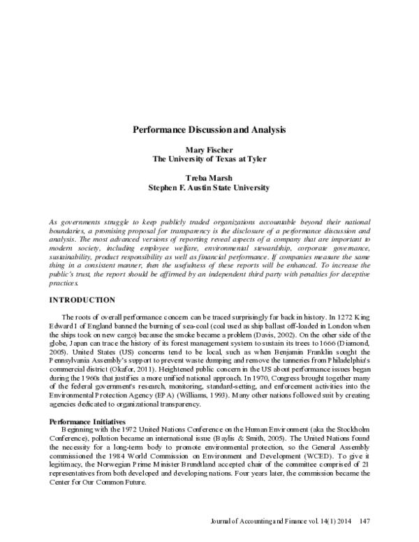 (PDF) Performance Discussion and Analysis
