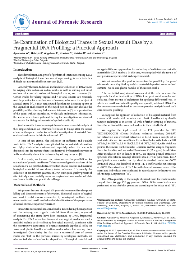 (PDF) Re-Examination of Biological Traces in Sexual Assault Case by a ...