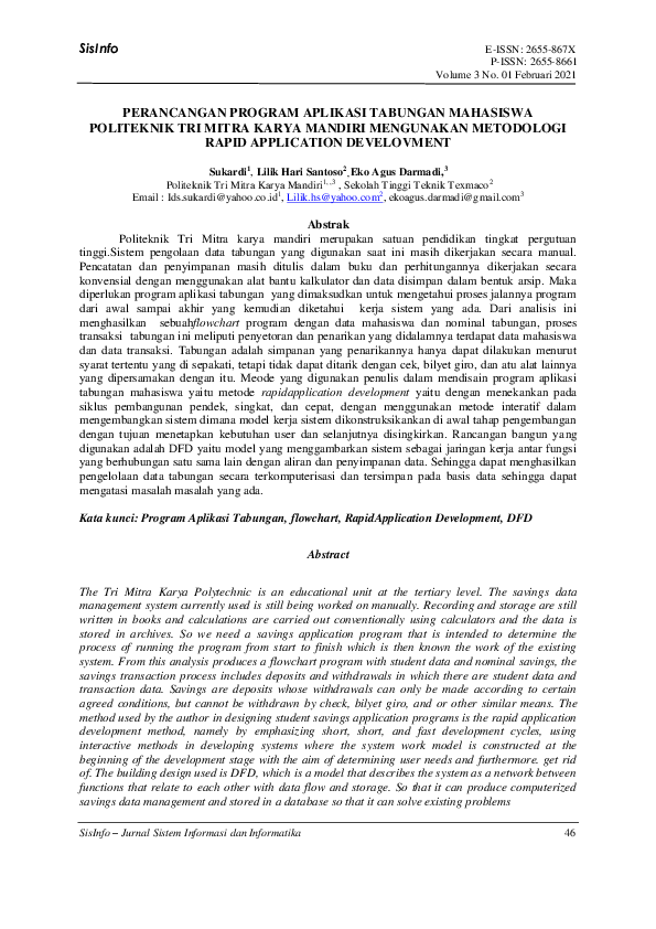 (PDF) Perancangan Program Aplikasi Tabungan Mahasiswa Politeknik Tri Mitra Karya Mandiri ...