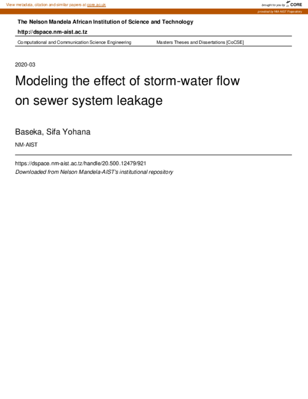 (PDF) Modeling the effect of storm-water flow on sewer system leakage
