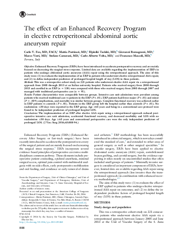 (PDF) The effect of an Enhanced Recovery Program in elective ...