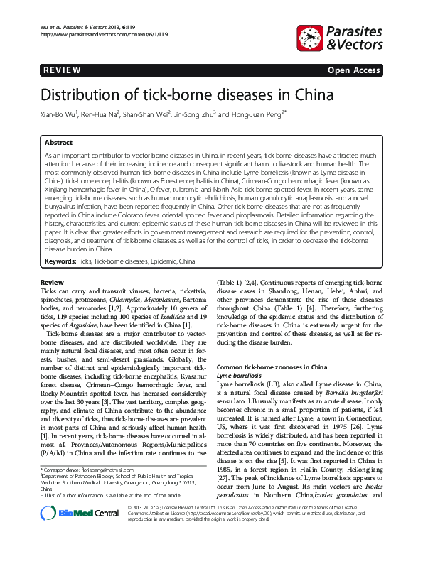 (PDF) Distribution of tick-borne diseases in China