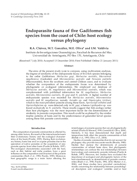 (PDF) Endoparasite fauna of five Gadiformes fish species from the coast ...