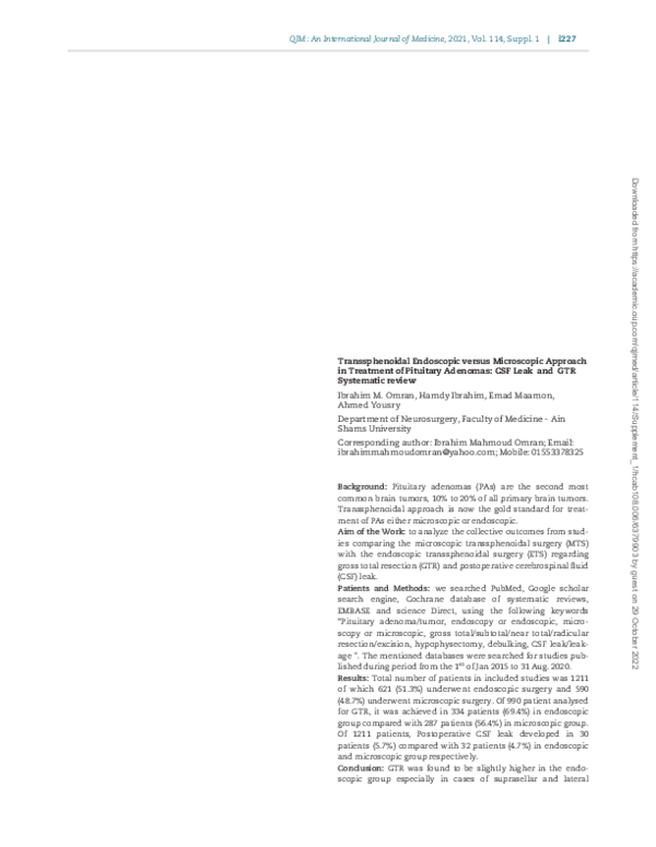 (PDF) Transsphenoidal Endoscopic versus Microscopic Approach in ...