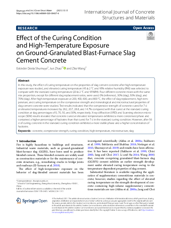 (PDF) Effect of the Curing Condition and High-Temperature Exposure on Ground-Granulated Blast ...