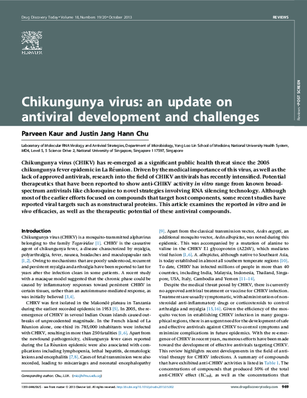 (PDF) Chikungunya virus: an update on antiviral development and challenges