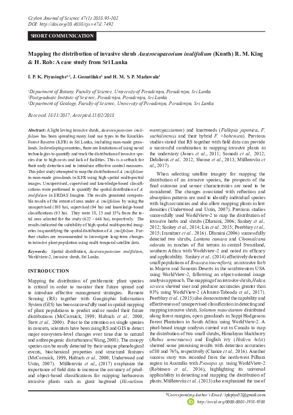 (PDF) Mapping the distribution of invasive shrub Austroeupatorium ...
