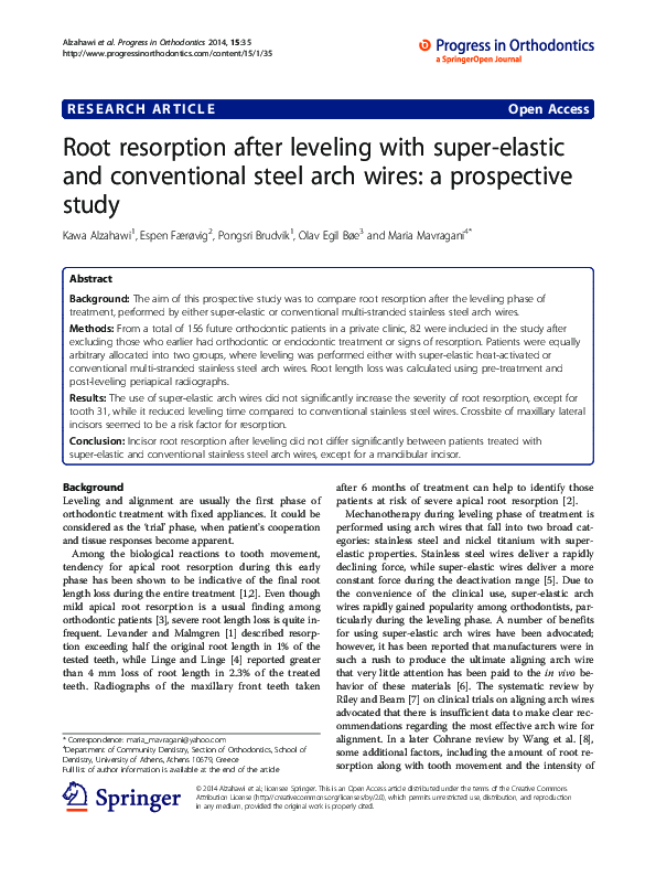 (PDF) Root resorption after leveling with super-elastic and ...