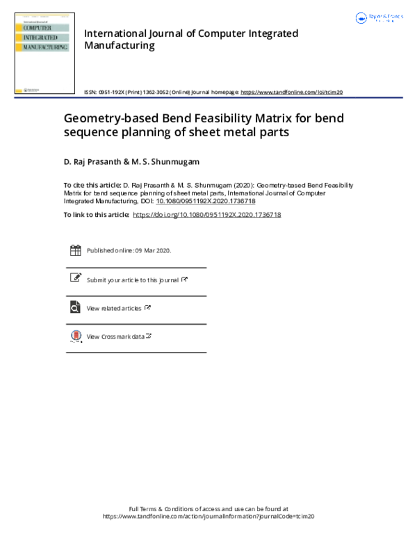 (PDF) Geometry-based Bend Feasibility Matrix for bend sequence planning of sheet metal parts