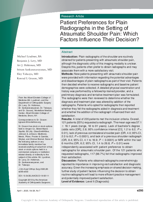 (PDF) Patient Preferences for Plain Radiographs in the Setting of ...