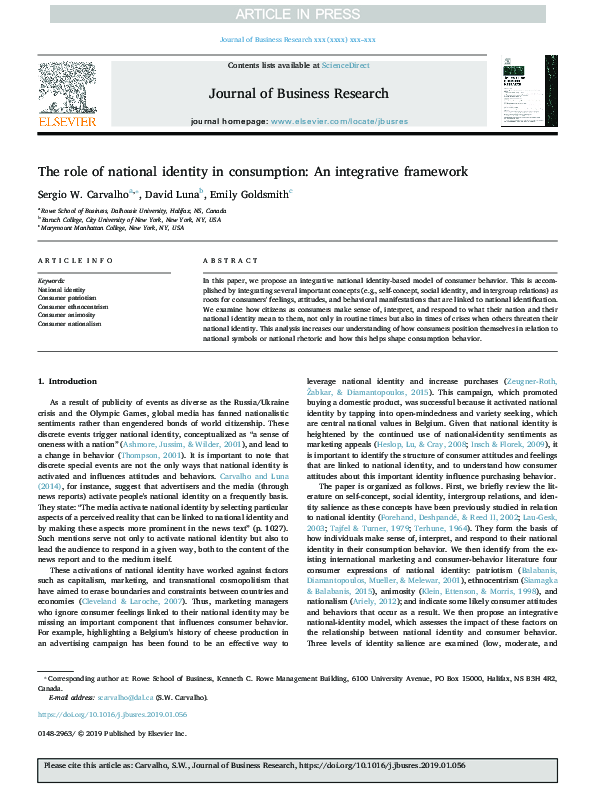 (PDF) The role of national identity in consumption: An integrative ...