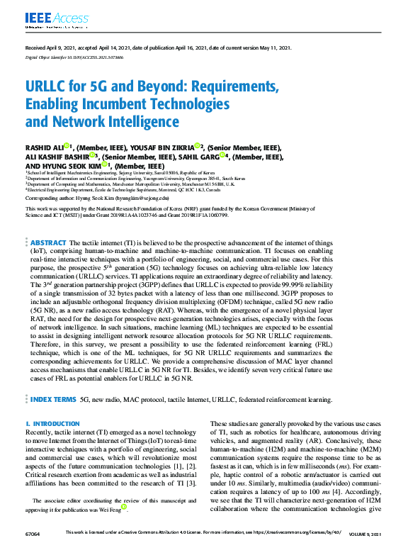 (PDF) URLLC for 5G and Beyond: Requirements, Enabling Incumbent ...