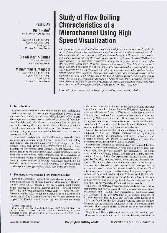 (PDF) Study of Flow Boiling Characteristics of a Microchannel Using High Speed Visualization