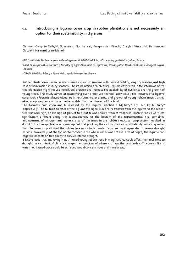 (PDF) Introducing a legume cover crop in rubber plantations is not ...