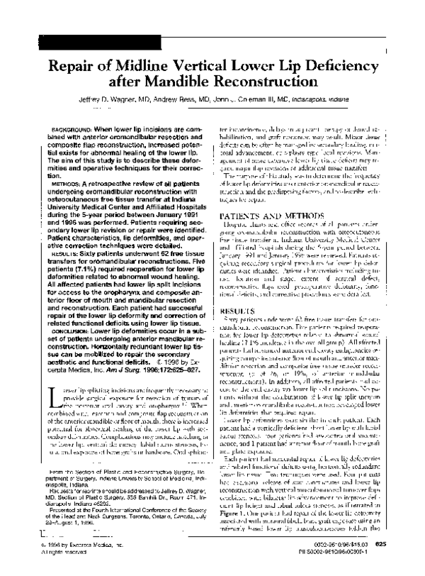 (PDF) Repair of midline vertical lower lip deficiency after mandible ...