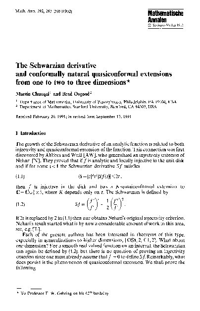 (PDF) The Schwarzian derivative and conformally natural quasiconformal extensions from one to ...
