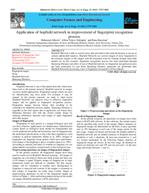 (PDF) Application of hopfield network in improvement of fingerprint ...