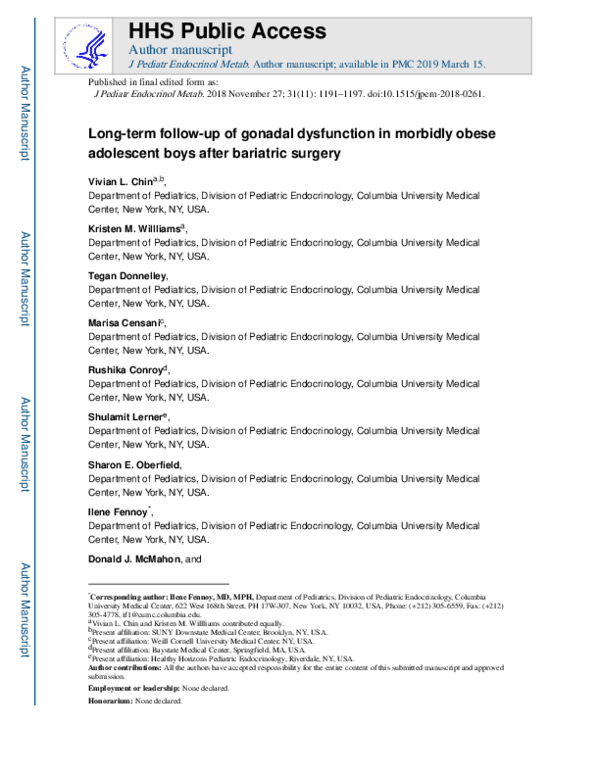 (PDF) Long-term follow-up of gonadal dysfunction in morbidly obese ...