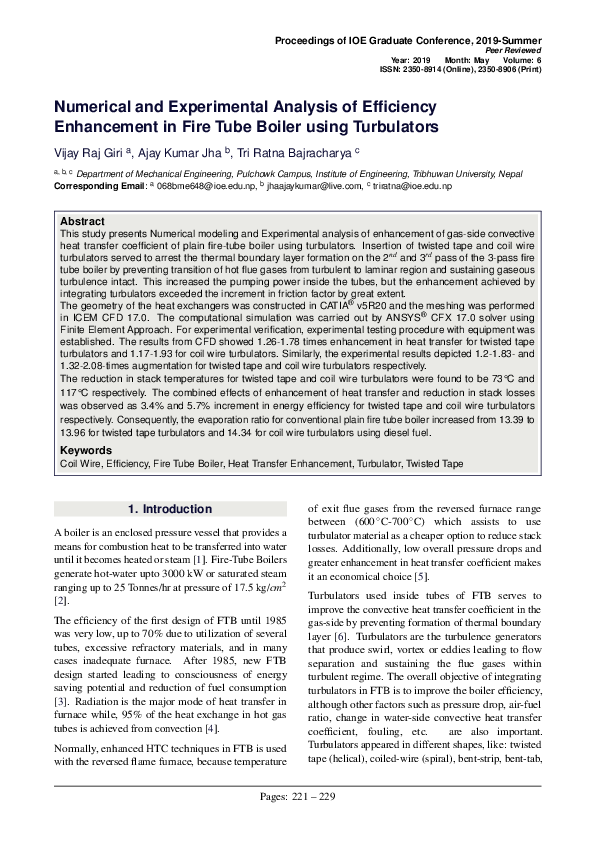 (PDF) Numerical and Experimental Analysis of Efficiency Enhancement in ...