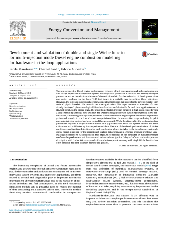 (PDF) Development and validation of double and single Wiebe function for multi-injection mode ...