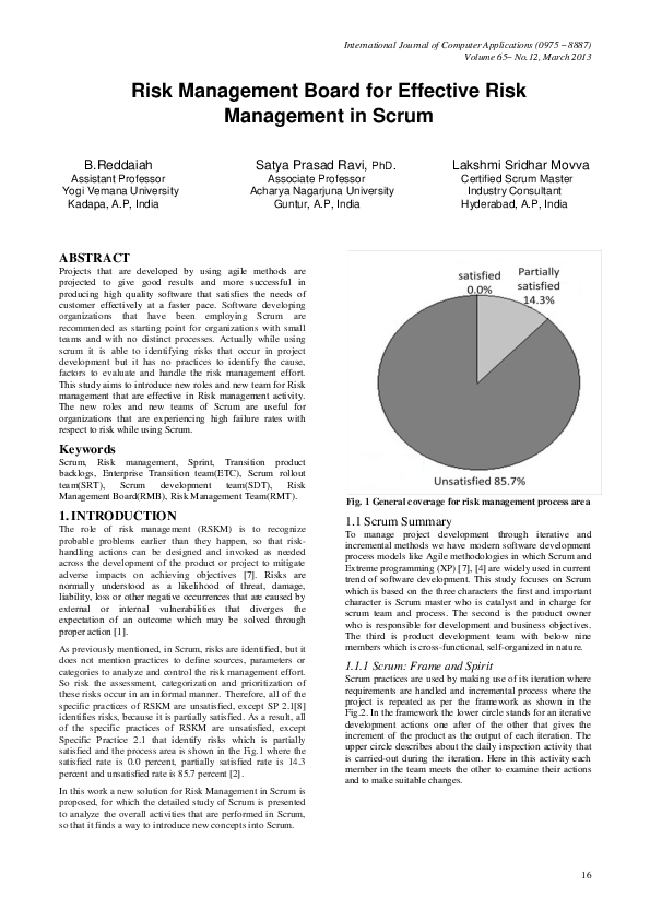 (PDF) Risk Management Board for Effective Risk Management in Scrum