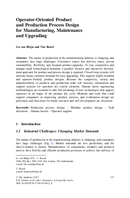 (PDF) Operator-Oriented Product and Production Process Design for Manufacturing, Maintenance and ...