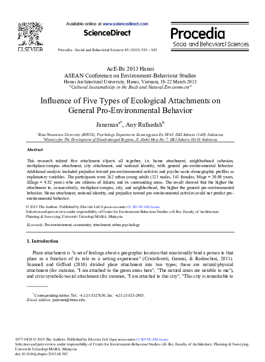 (PDF) Influence of Five Types of Ecological Attachments on General Pro ...