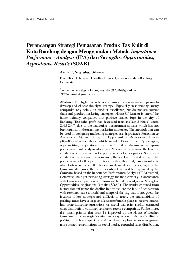 (PDF) Perancangan Strategi Pemasaran Produk Tas Kulit di Kota Bandung ...