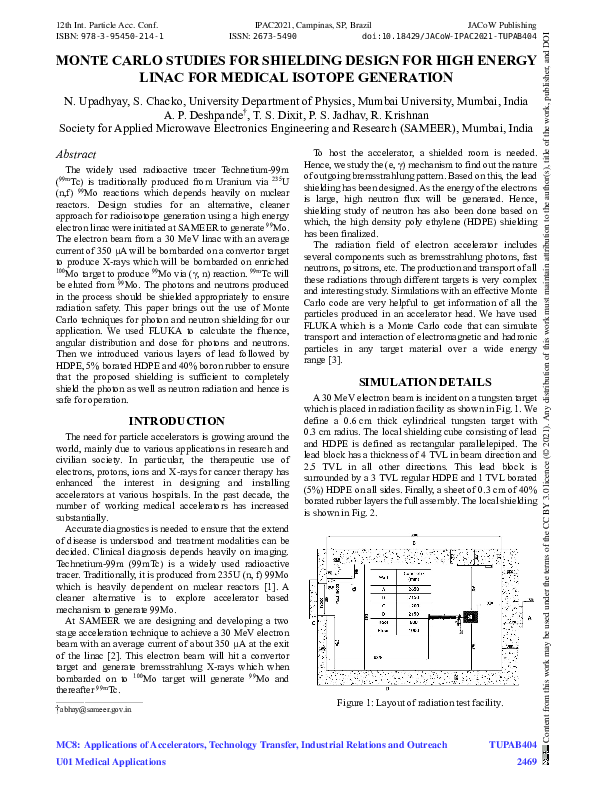 (PDF) Monte Carlo Studies for Shielding Design for High Energy Linac for Medical Isotope Generation