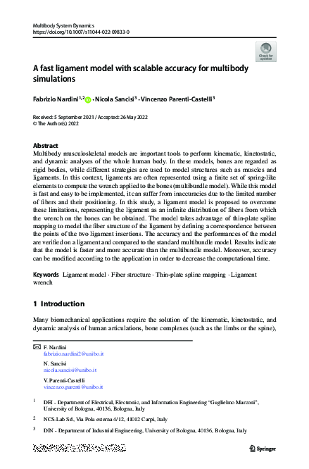 (PDF) A fast ligament model with scalable accuracy for multibody simulations