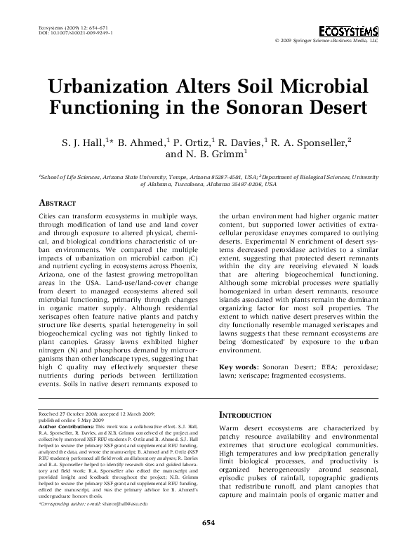 (PDF) Urbanization Alters Soil Microbial Functioning in the Sonoran Desert