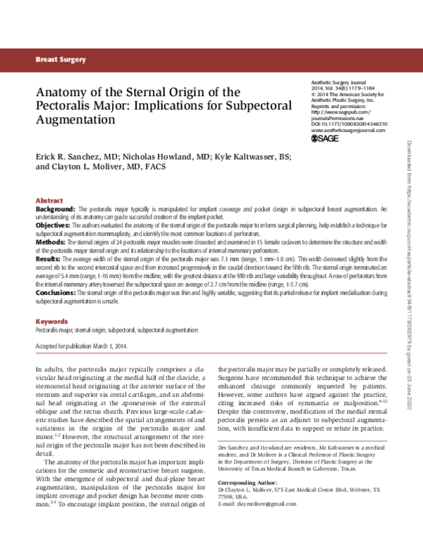 (PDF) Anatomy of the sternal origin of the pectoralis major ...